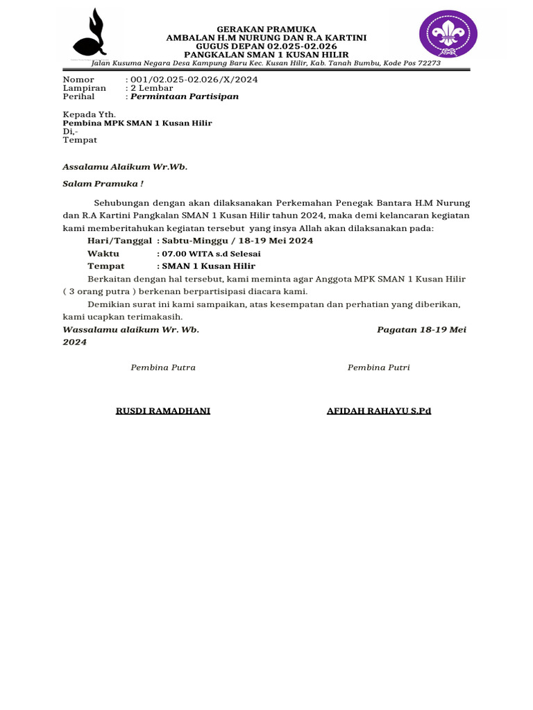 Surat Undangan MPK | PDF