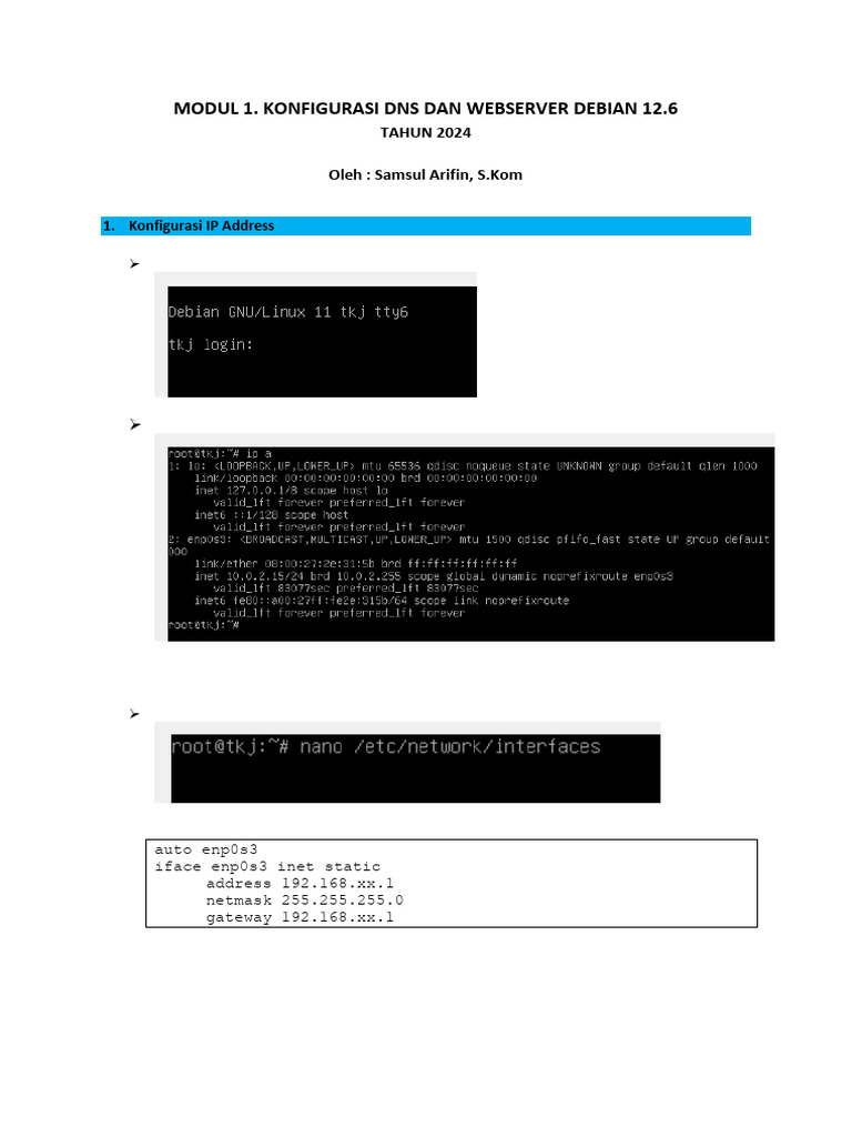 Modul 01. SAJ Kelas XI DNS Webserver | PDF