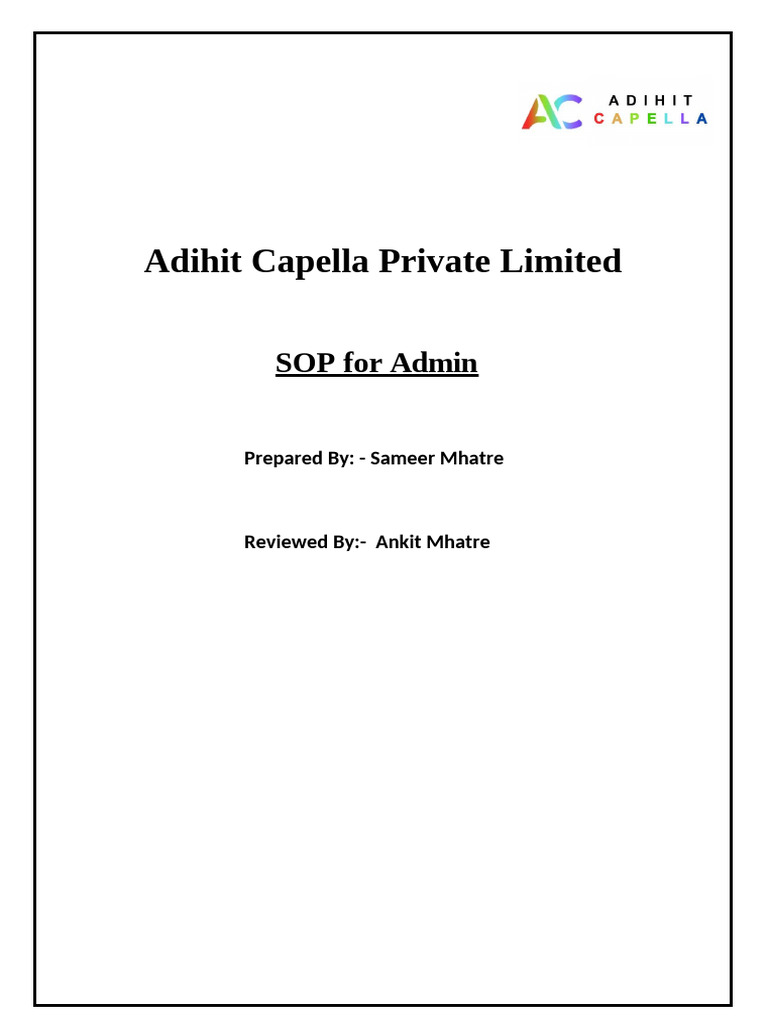 SOP For Admin | PDF