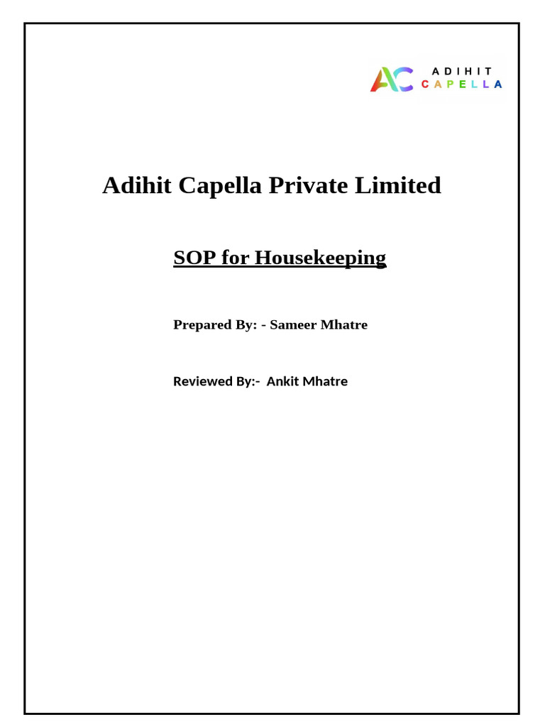 SOP For Housekeeping | PDF