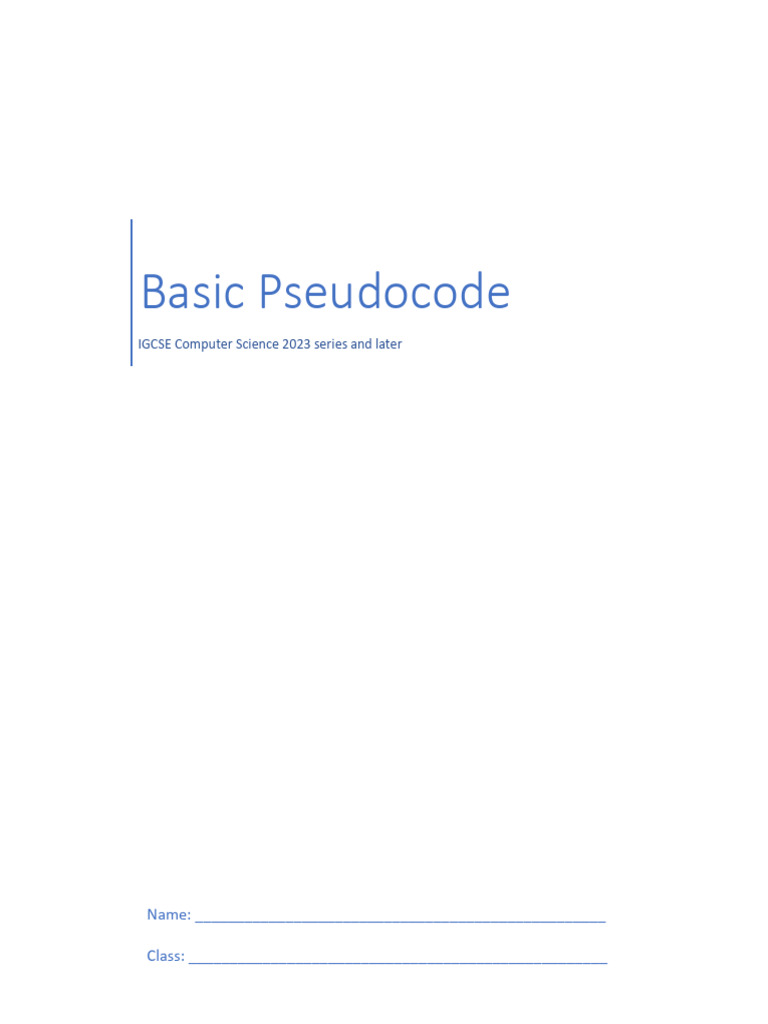 Basic Pseudocode For G9 Pdf