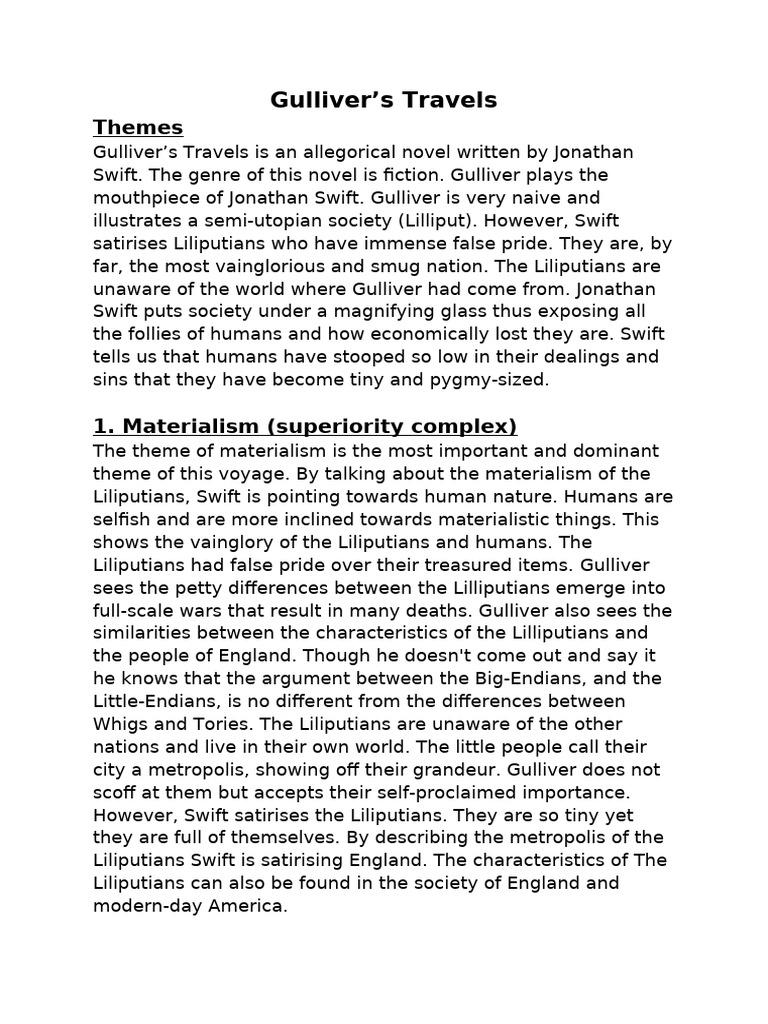 Gullivers Travels Notes For Grade 7 | PDF | Religion & Spirituality