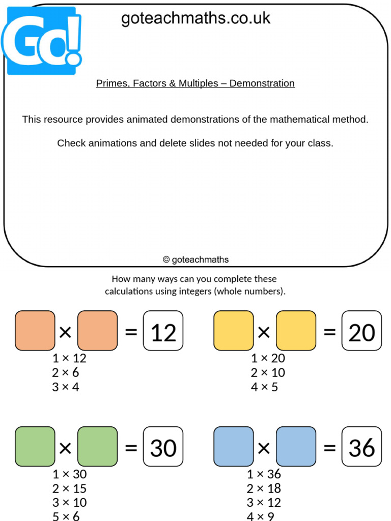 Primes Factors Multiples Demonstration | PDF