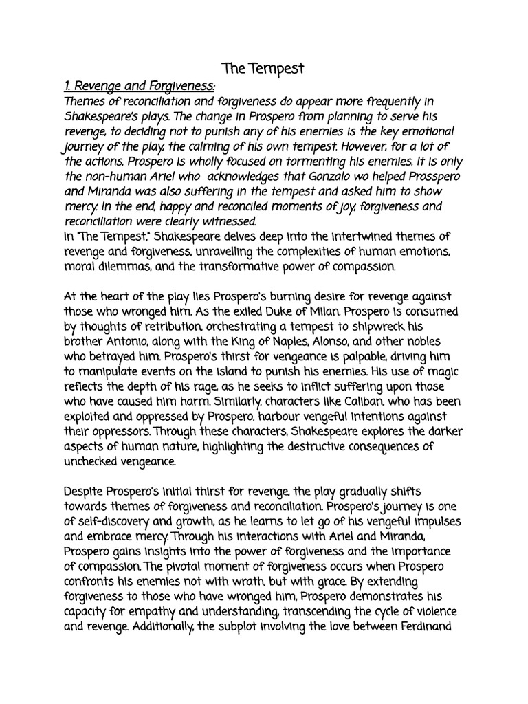 The Tempest by Shakespeare Themes For Class 8 | PDF | The Tempest ...