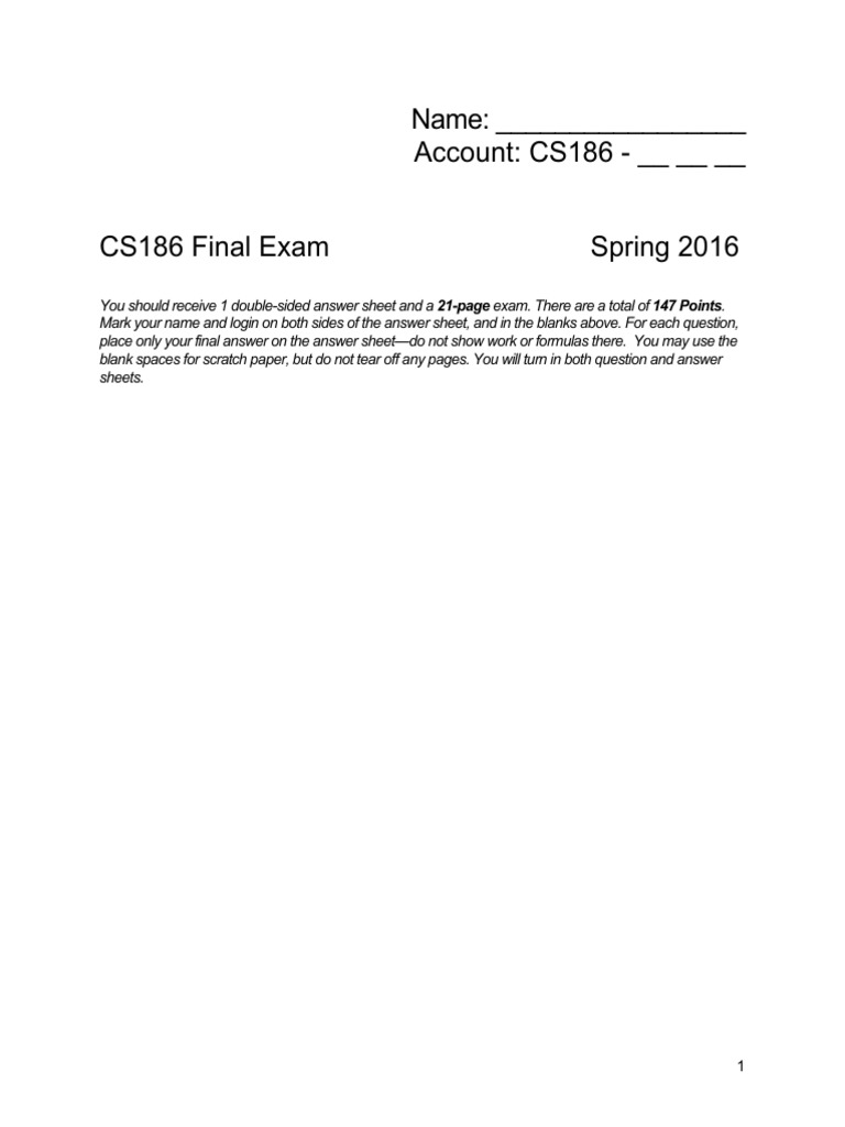 Name: - Account: CS186 | PDF