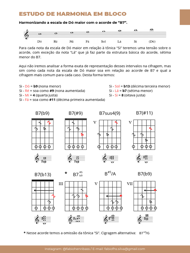 Harmonia em Bloco - Harmonizando A Escala de Dó Maior Com o Acorde de B7 | PDF | Acorde (música ...