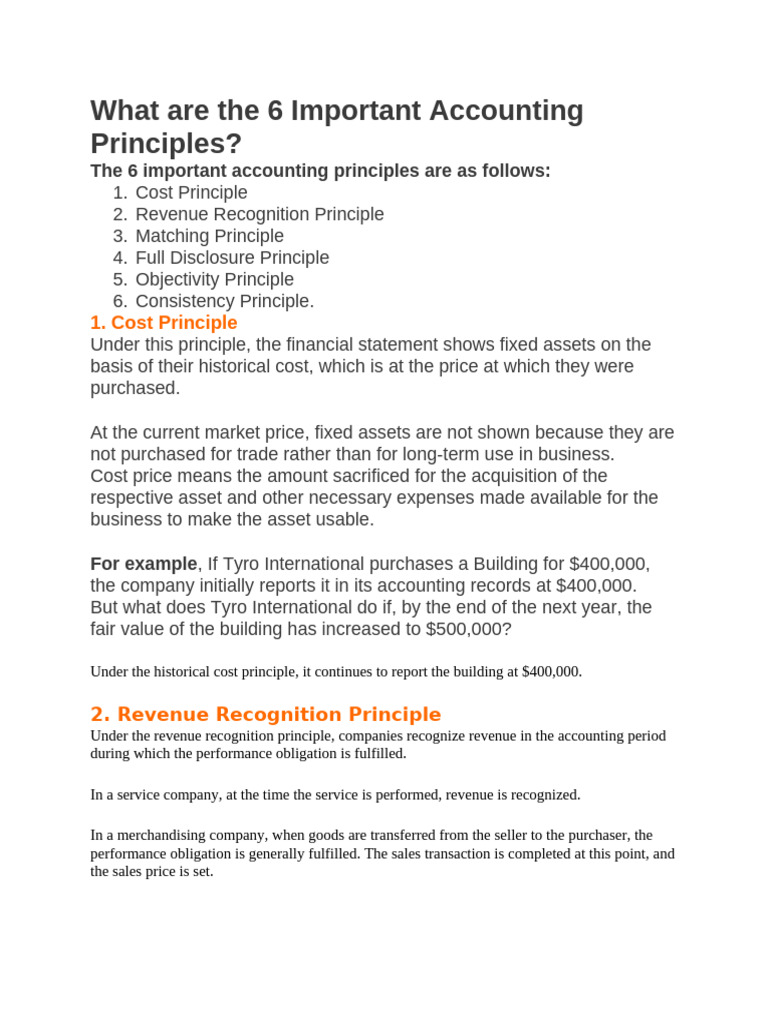 What Are The 6 Important Accounting Principles | PDF | Limited ...