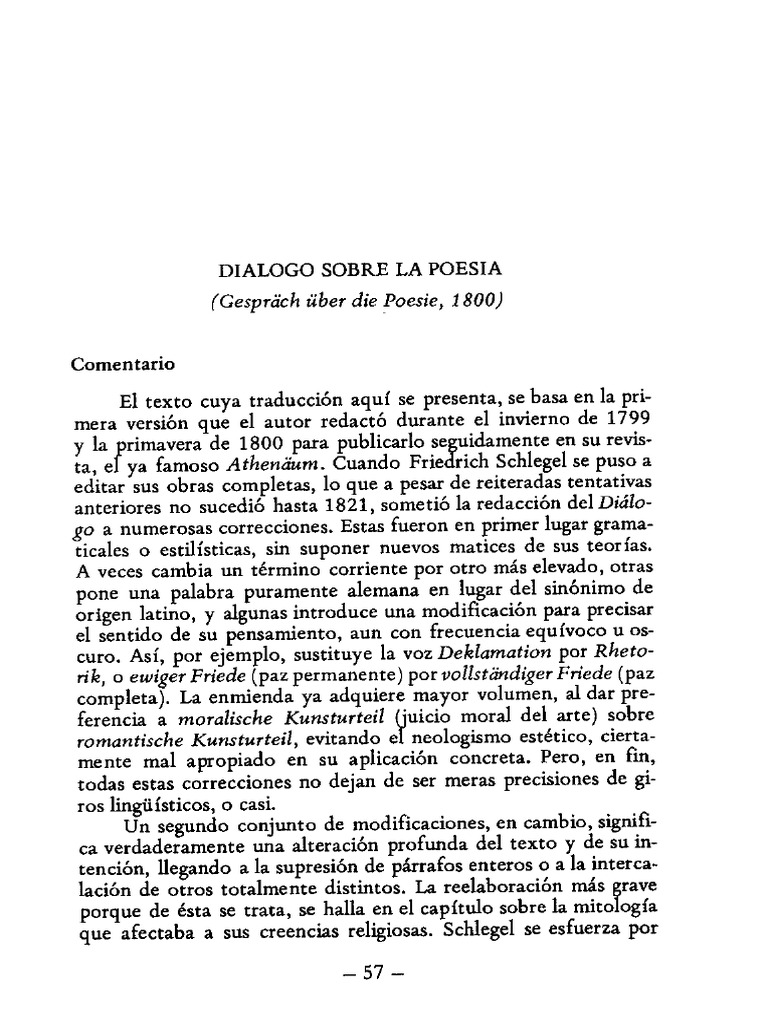 Schlegel_Dialogo_Sobre_La_Poesia | PDF