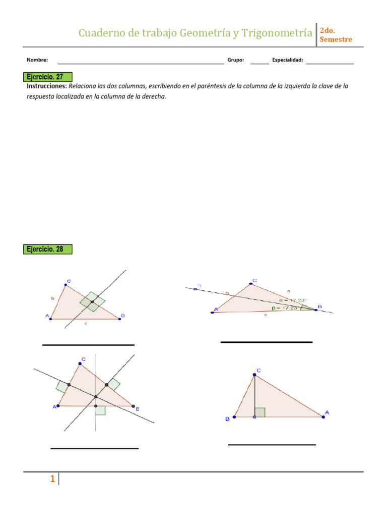 Ejercicio 27 Al 29 Rectas y Puntos Notables de Un Triangulo | PDF