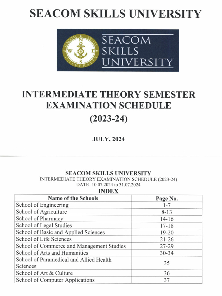 Intermediate Theory Semester Examination Schedule 2023-2024!1!39 | PDF