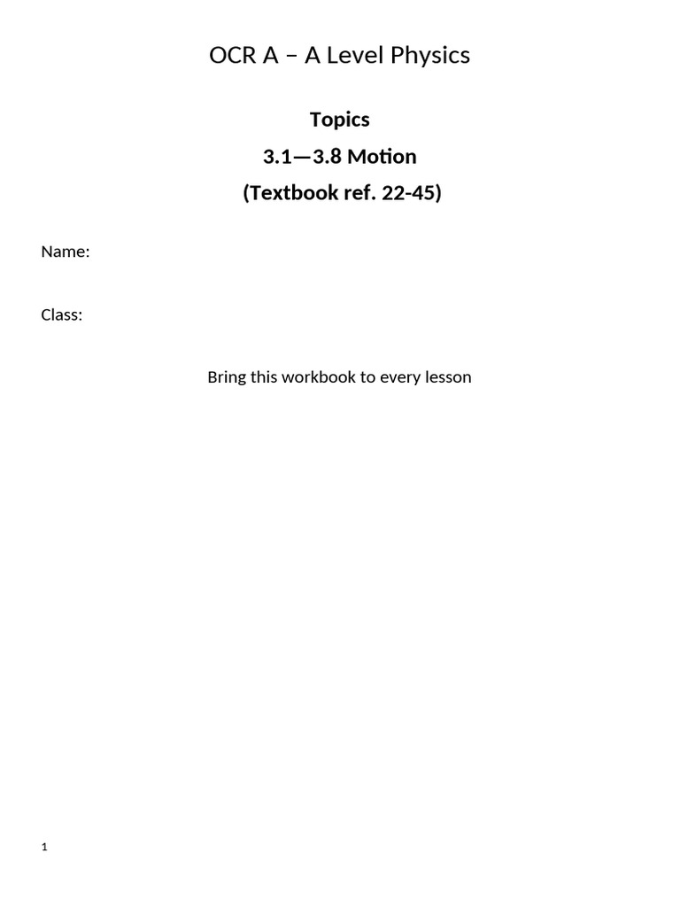 3 Motion Workbook | PDF