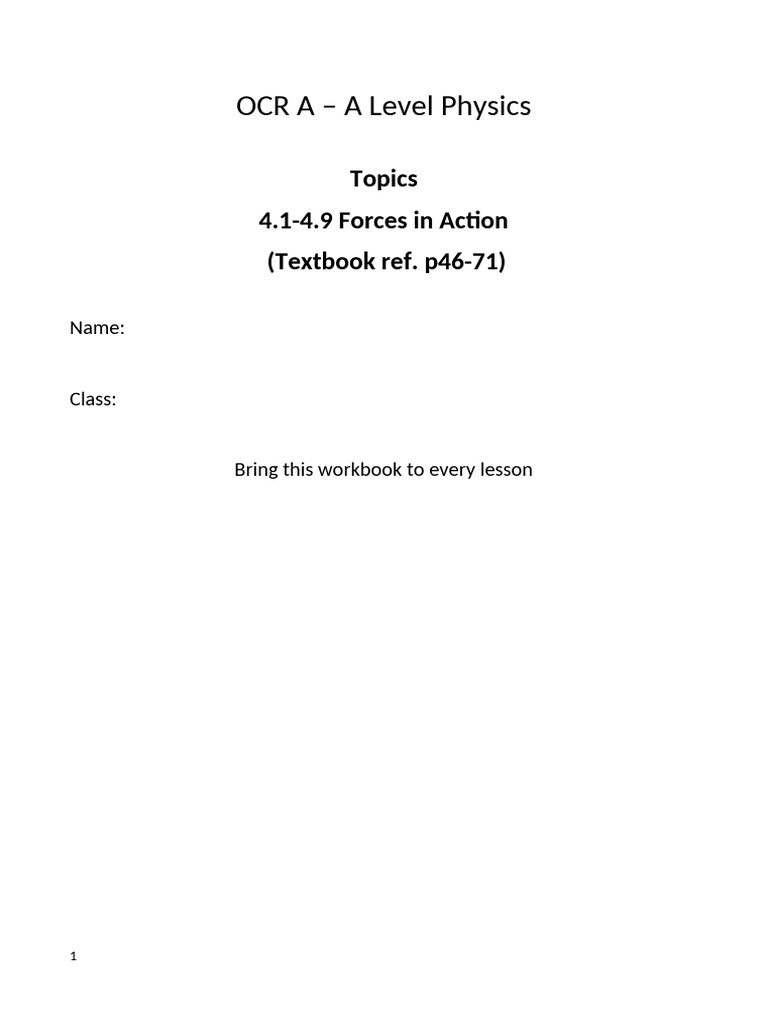 4 Forces in Action Workbook | PDF
