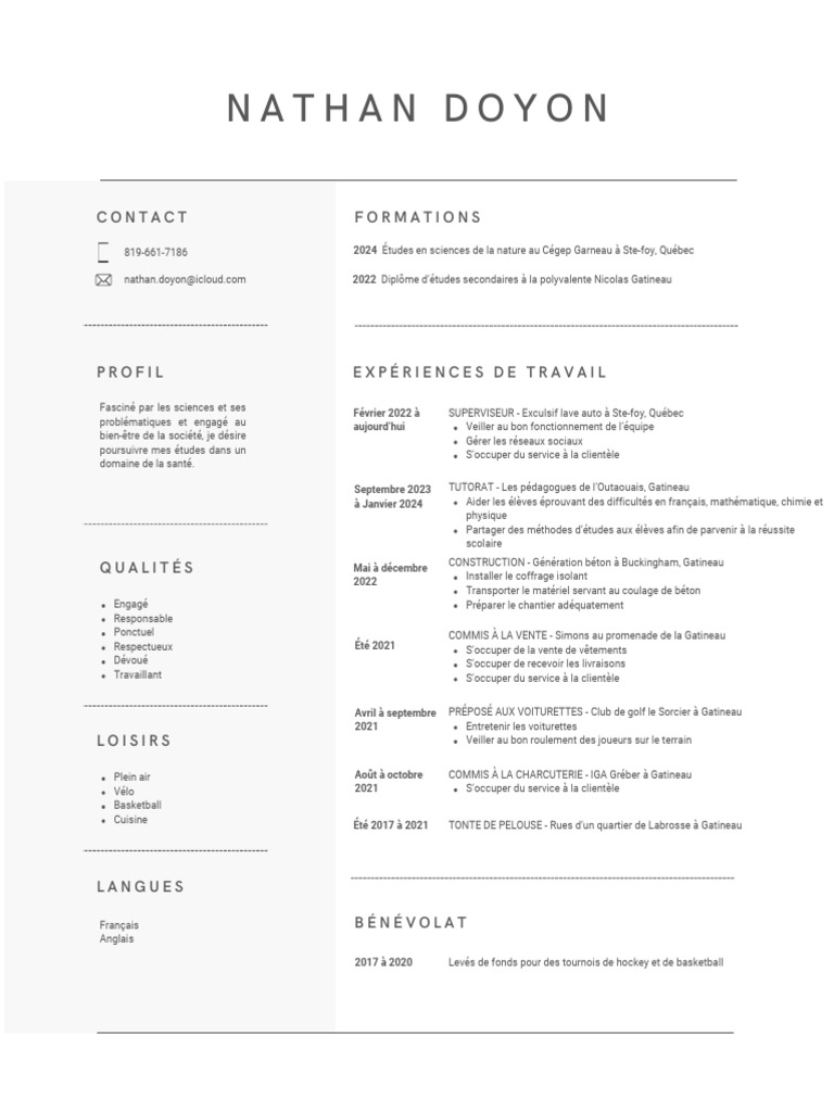 CV Nathan Doyon 2024 | PDF