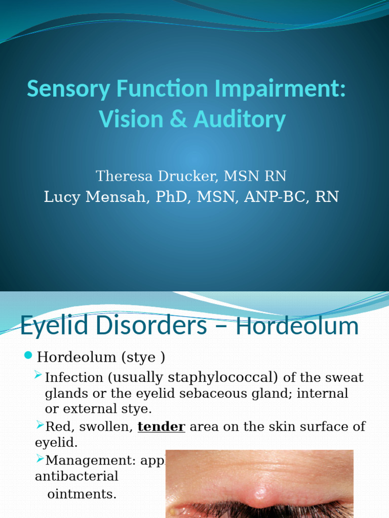Sensory Function Impairment Vision & Auditory | PDF