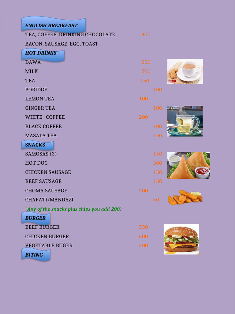 Zinque Menu | PDF