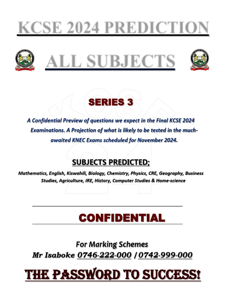 Kcse 2024 Prediction Exams s3 | PDF