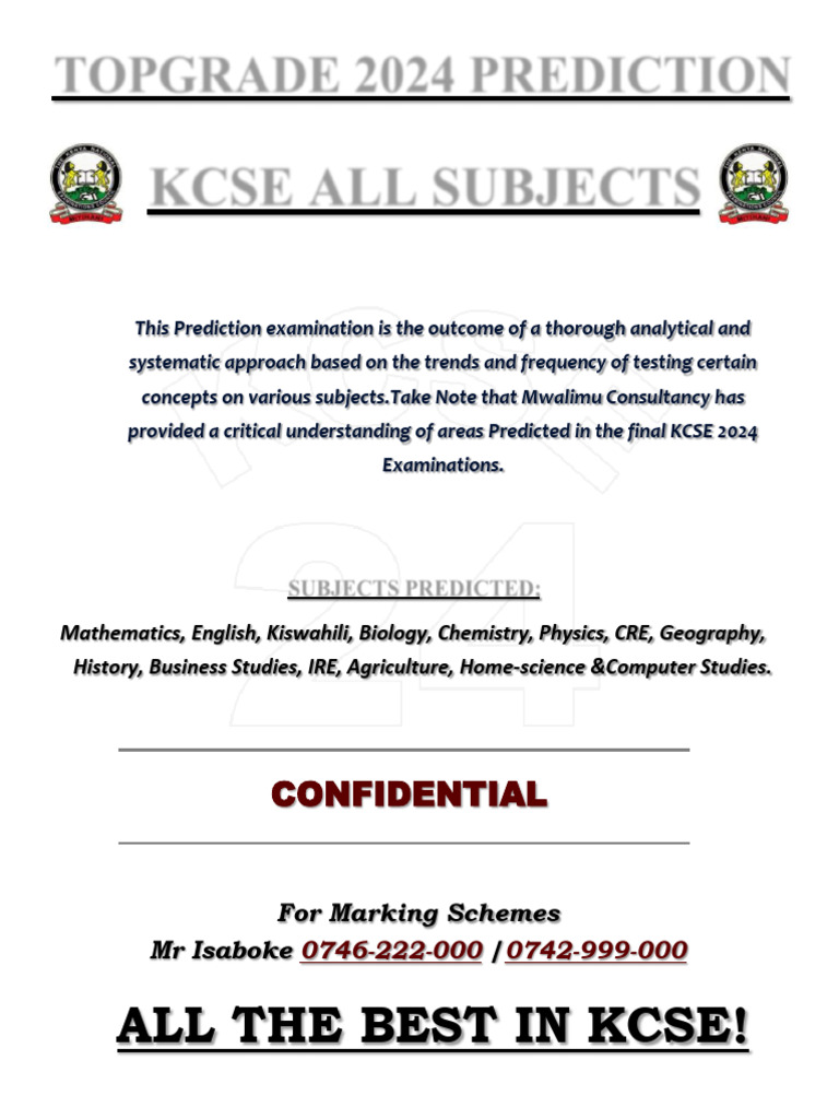 Kcse 2024 Topgrade Predictions | PDF