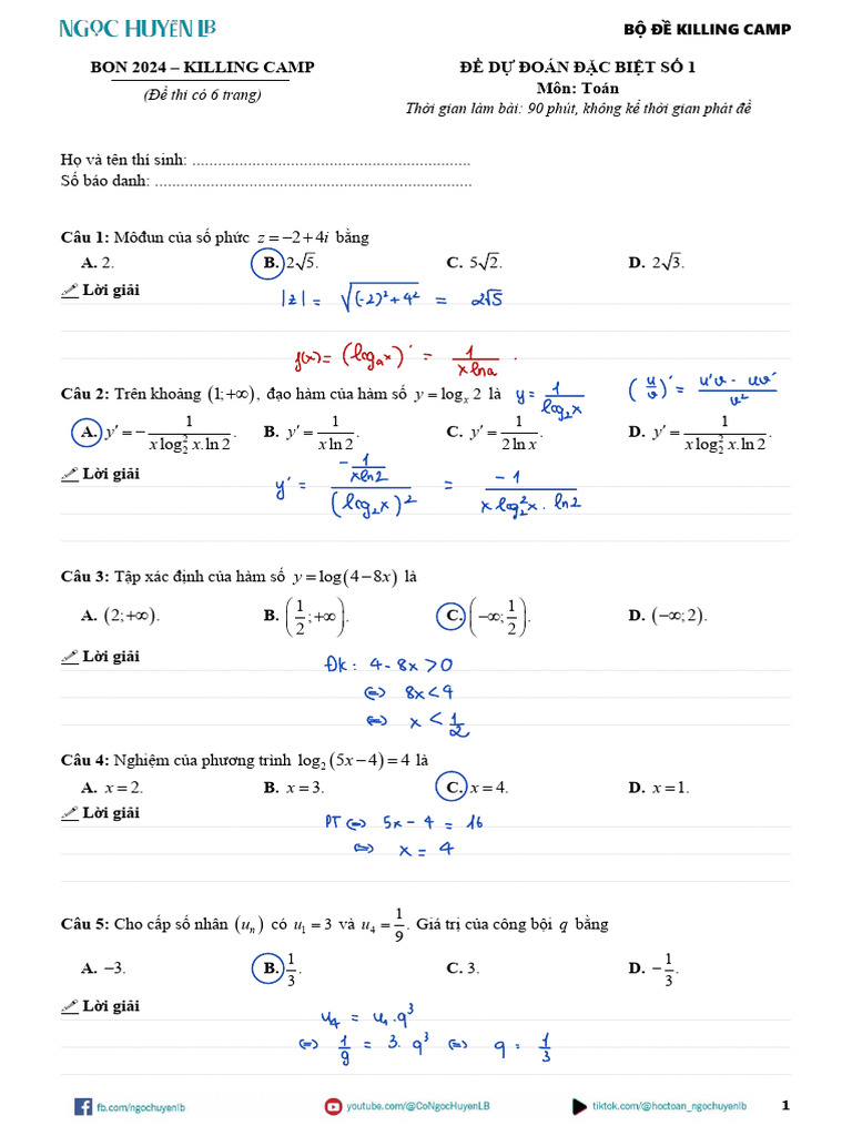 (Ngọc Huyền LB) KILLING CAMP - Đề Số 1 (Handout) | PDF