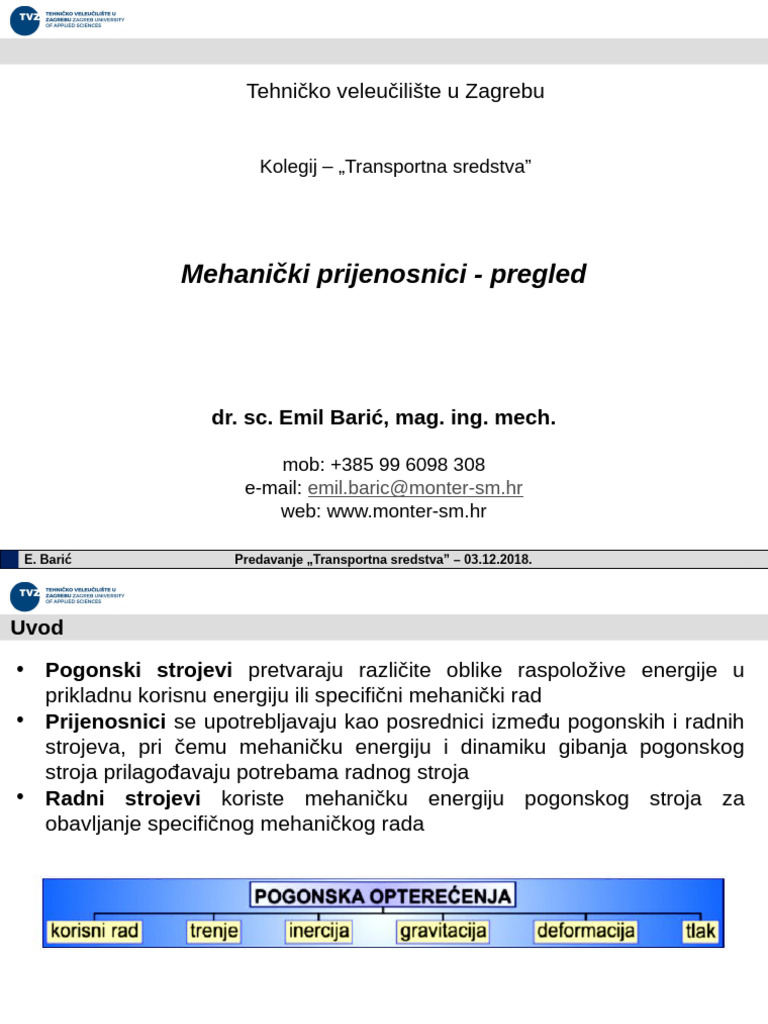 Baric Prezentacija Transportna Predavanje 11 | PDF