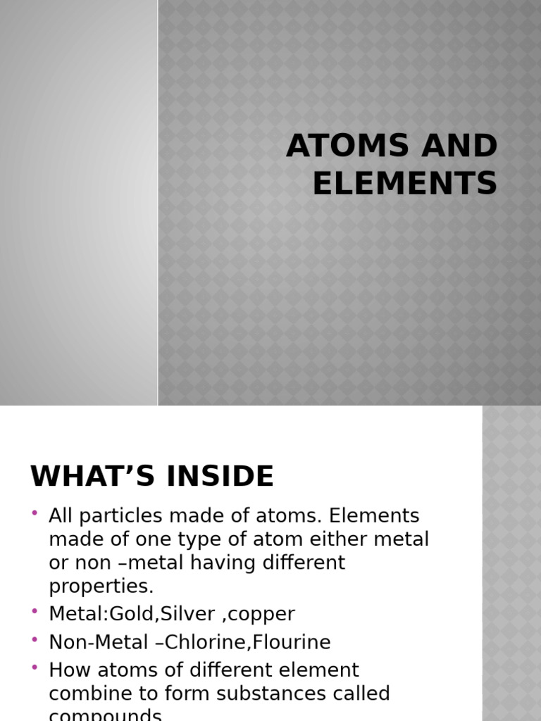 Atoms and Elements | PDF