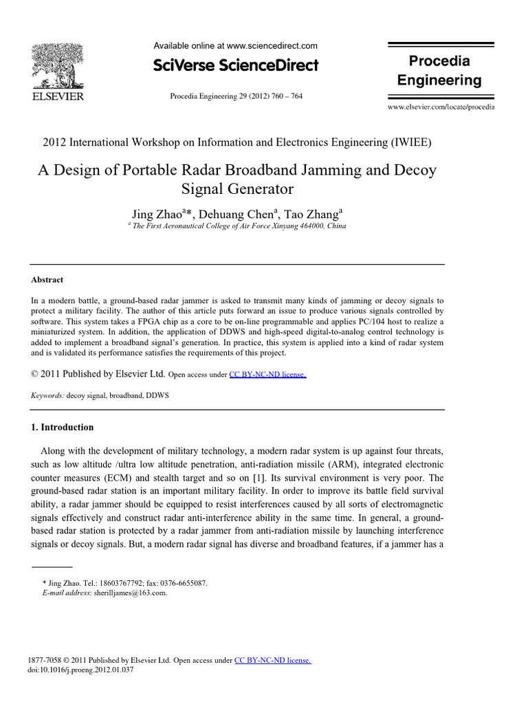 A Design of Portable Radar Broadband Jamming and D | PDF