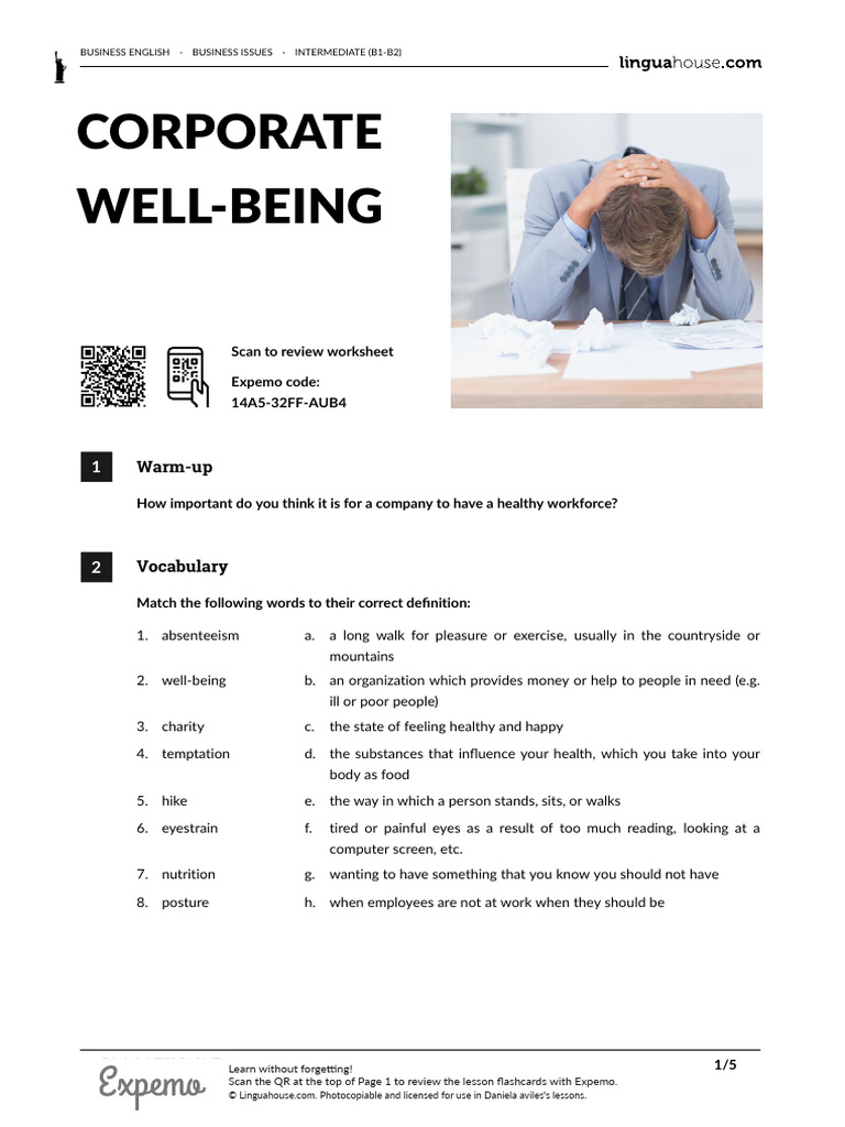 Corporate Well Being American English Teacher Ver2 BW | PDF