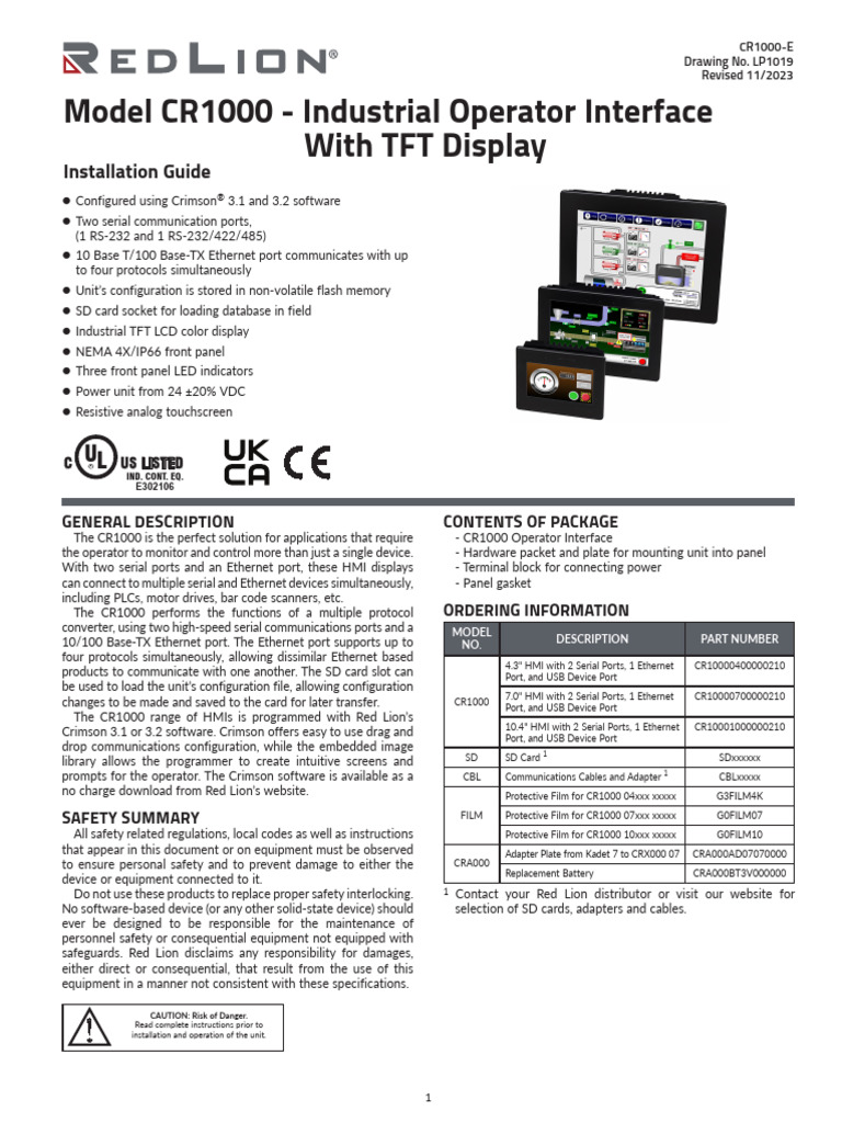 CR1000 Product Manual - 2 | PDF
