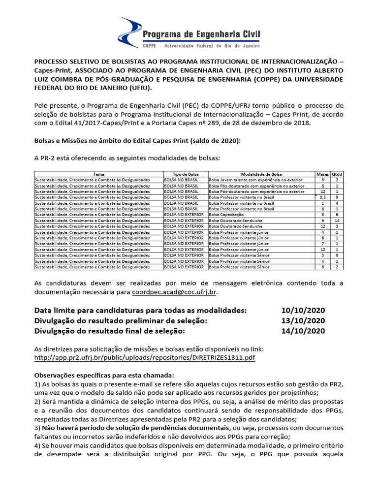 Edital Capes-Print 2020-4 Port | PDF