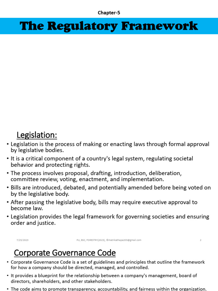 Chapter 5 Regulatroy Framework | PDF