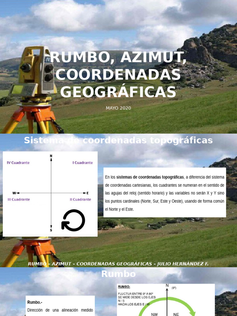 Rumbo, Azimut, Sistema de Coordenadas | PDF