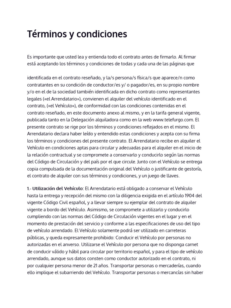 Telefurgo Terminos y Condiciones | PDF