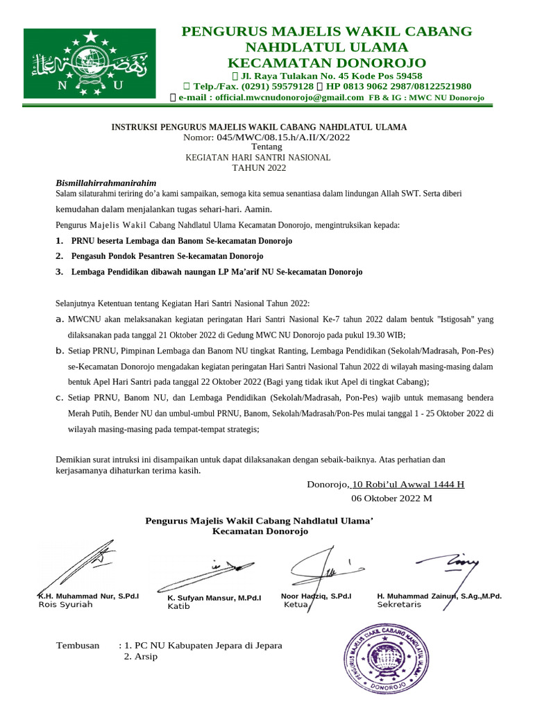 045 Surat Instruksi HSN MWC | PDF