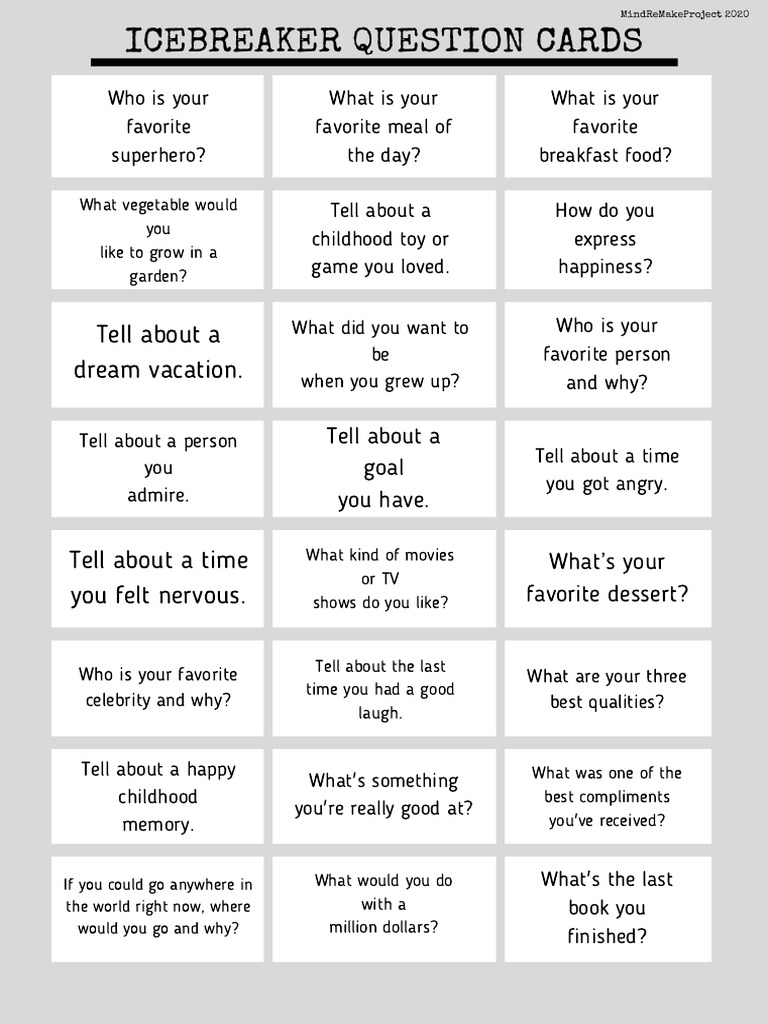 Icebreaker Question Cards | PDF