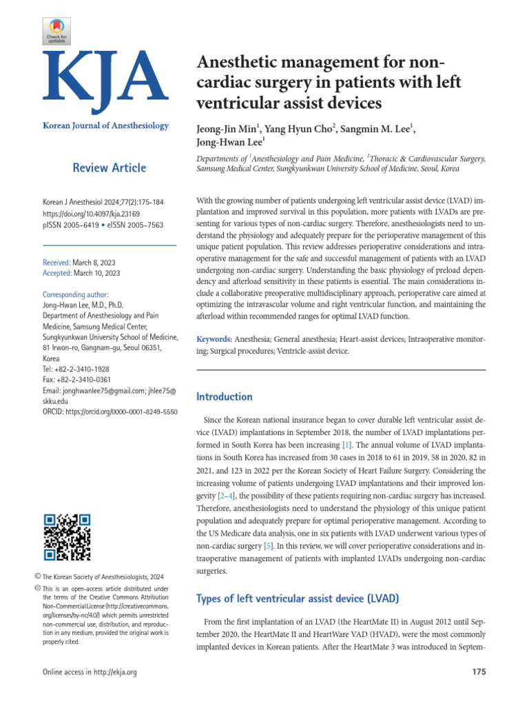 2024 - MIN - Anesthetic Management For Noncardiac Surgery in Patients With Left Ventricular ...