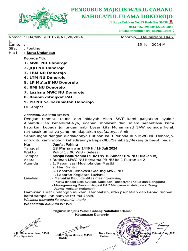 094 Surat Undangan Rutinan MWC | PDF