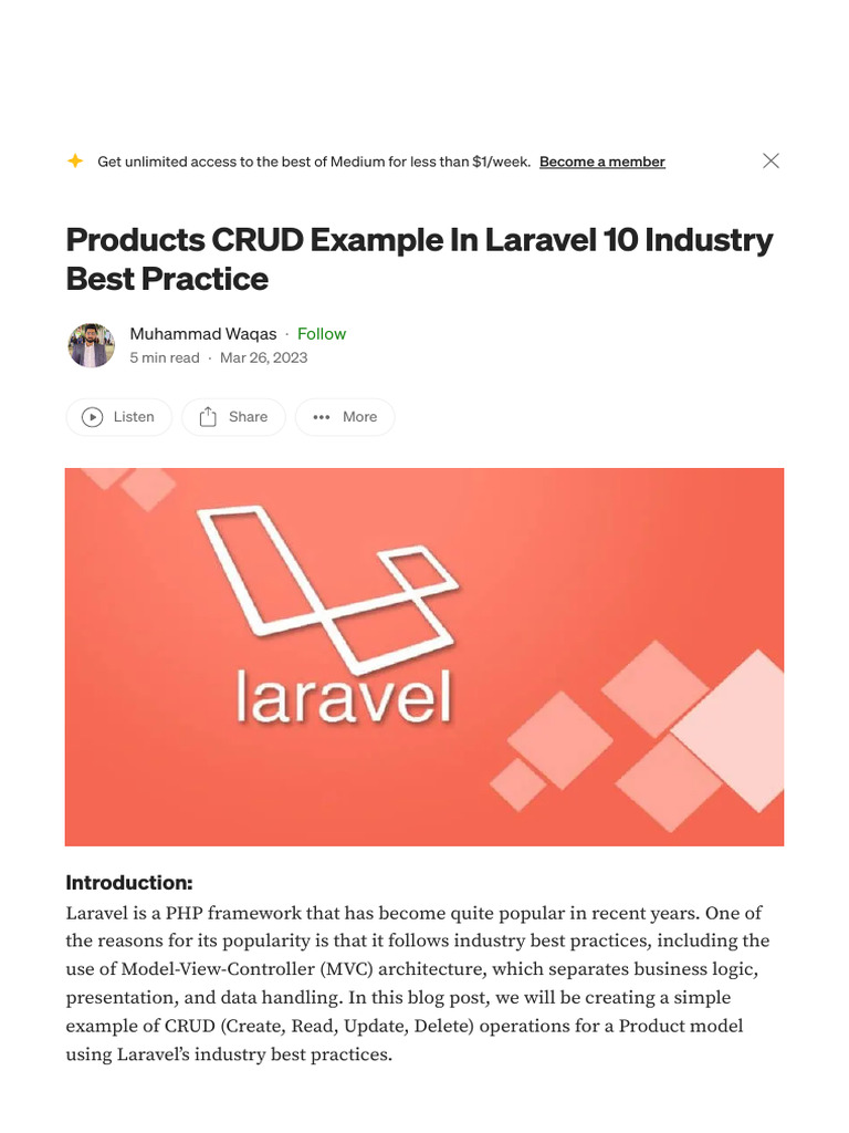 Laravel 10 CRUD Product Example | PDF | Databases | Technology ...