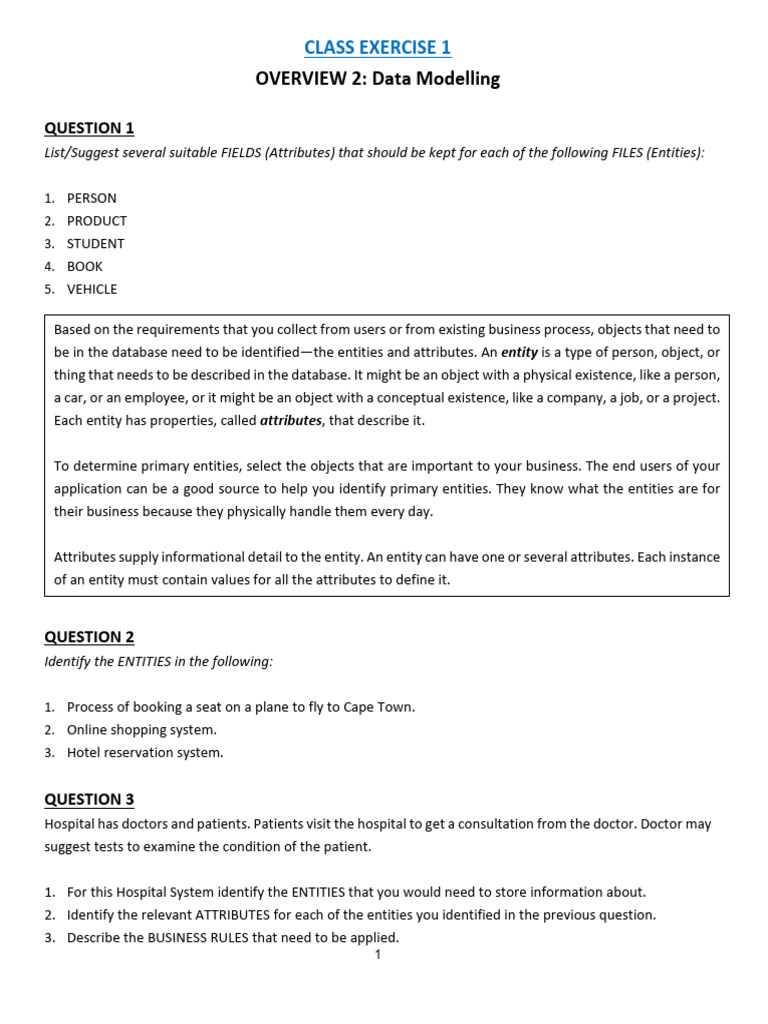 CLASS EXERCISE 1 Overview 2 | PDF CLASS EXERCISE 1 Overview 2 | PDF