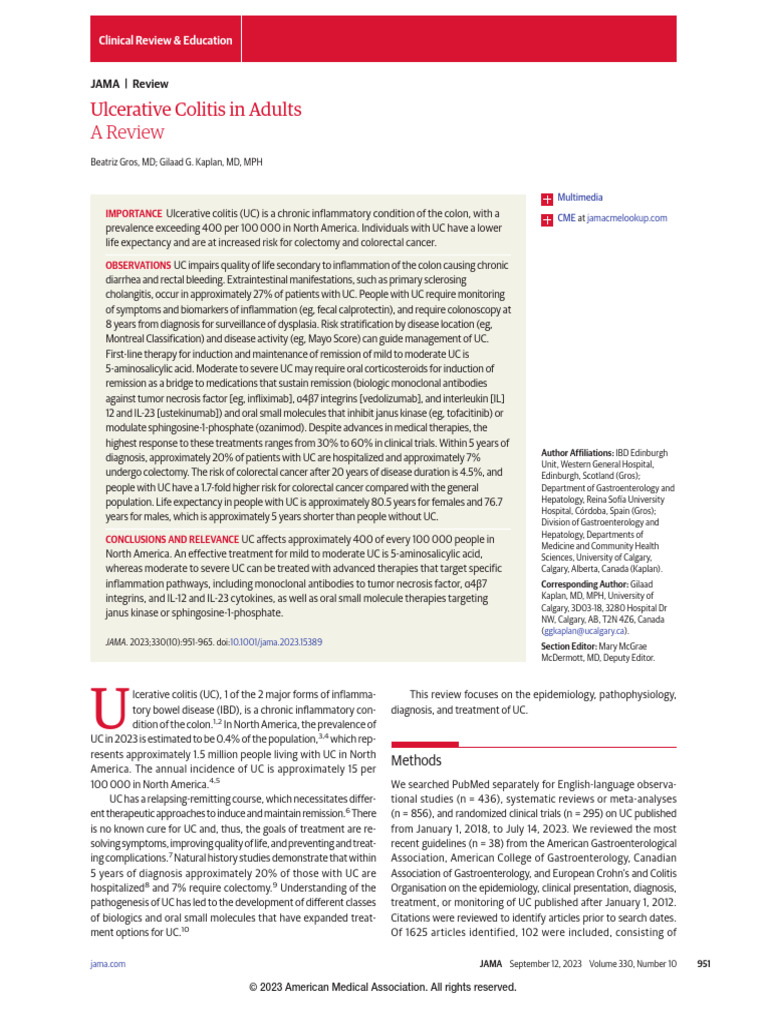 Ulcerative Colitis: Overview and Treatment | PDF | Ulcerative Colitis ...