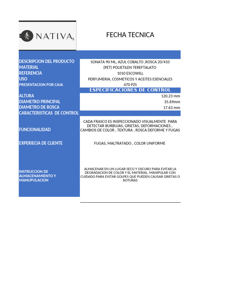 Ficha Tecnica Sonta 90 - 20 Agost | PDF