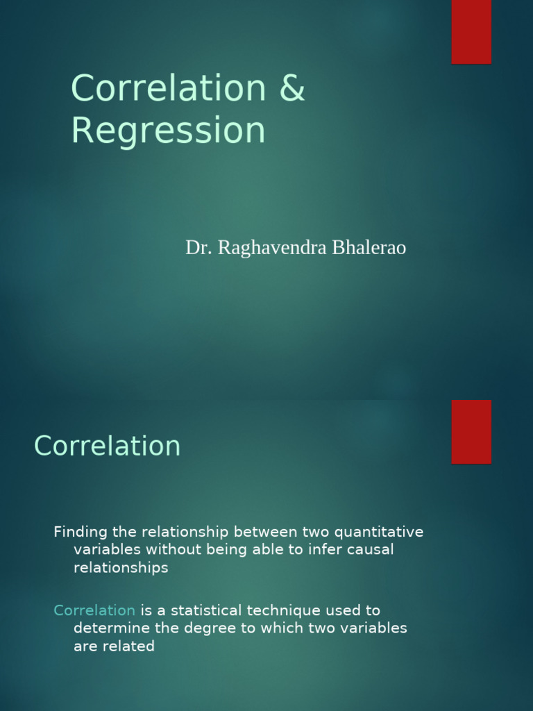 Correlation & Regression: Dr. Raghavendra Bhalerao | PDF
