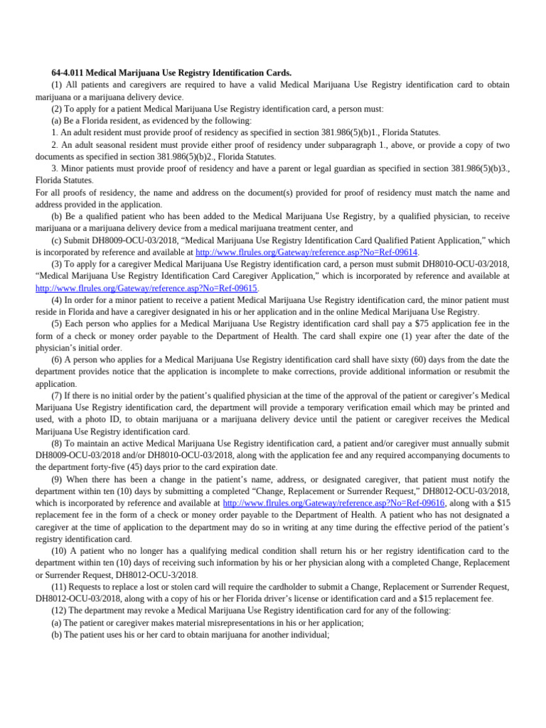 64-4.011 Medical Marijuana Use Registry Identification Cards | PDF
