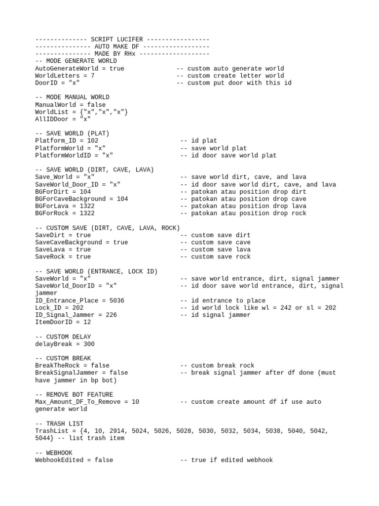 Script Auto DF Lucifer by RHX - Lua 1 | PDF