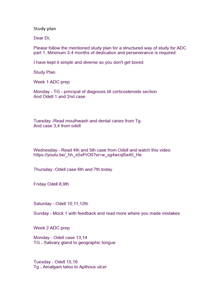 Study Plan | PDF