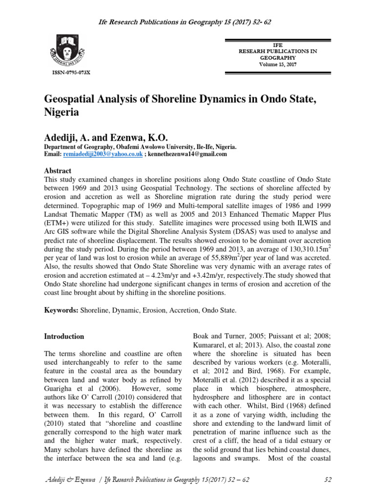 Geospatial Analysis of Shoreline Dynamic | PDF | Coast | River