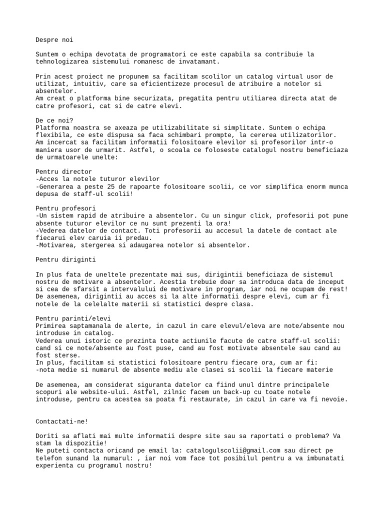Descriere Site | PDF