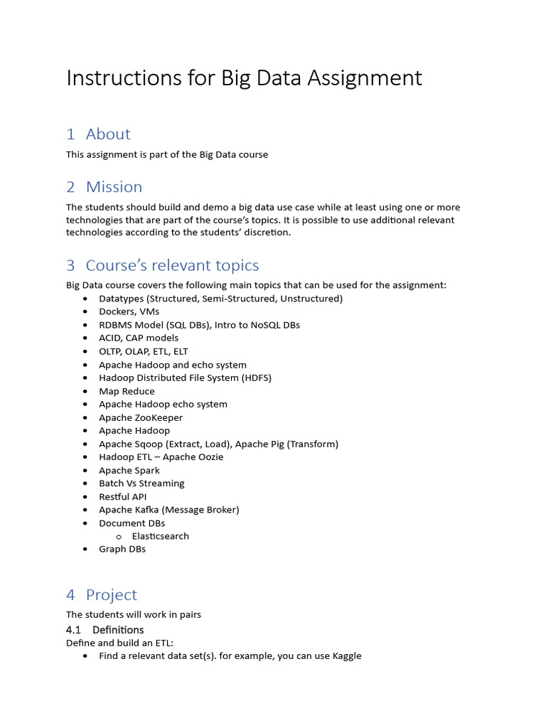 Instructions For Big Data Assignment | PDF | Predictive Analytics | Analytics