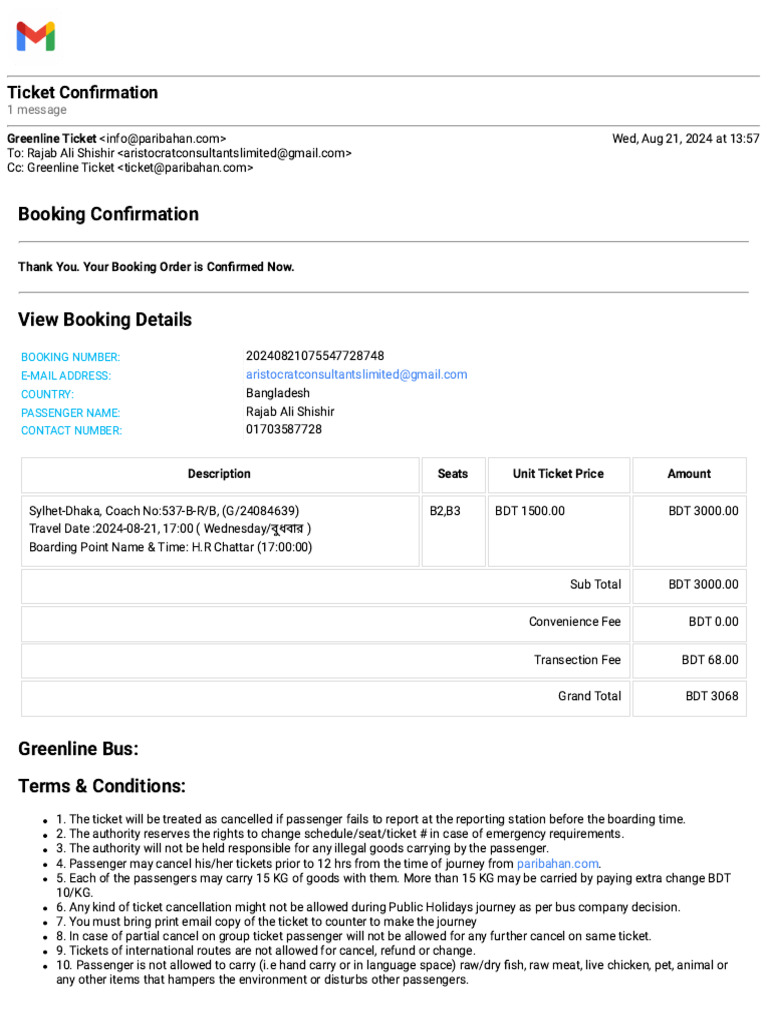 Gmail - Ticket Confirmation | PDF