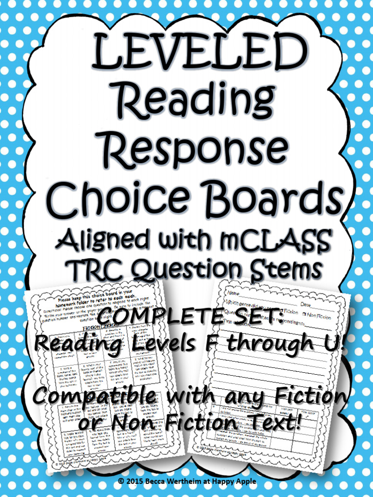 M CLASSReading 3 DTRCLeveled Reading Response Choice Boards | PDF