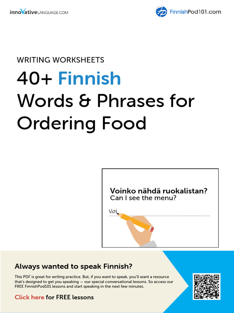 Finnish Food Ordering Phrases PDF | PDF | Waiting Staff | Restaurants