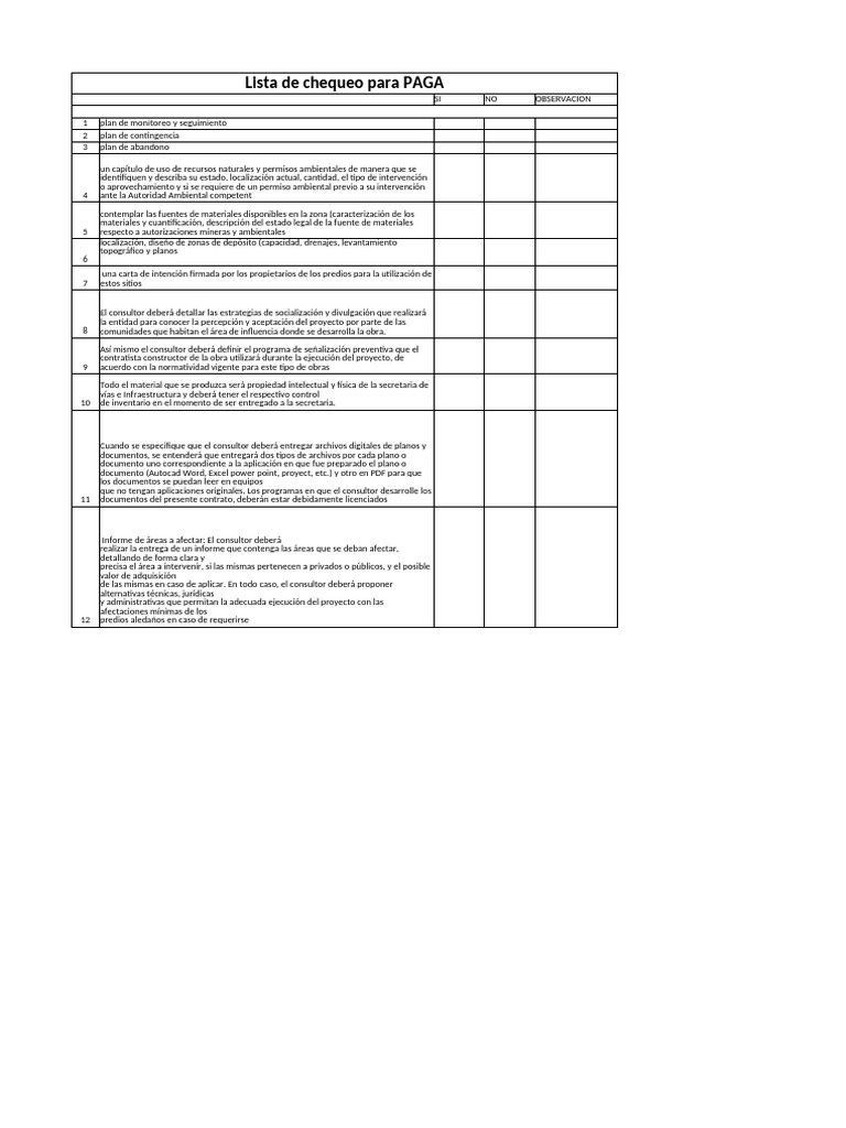 Lista Chequeo Paga | PDF